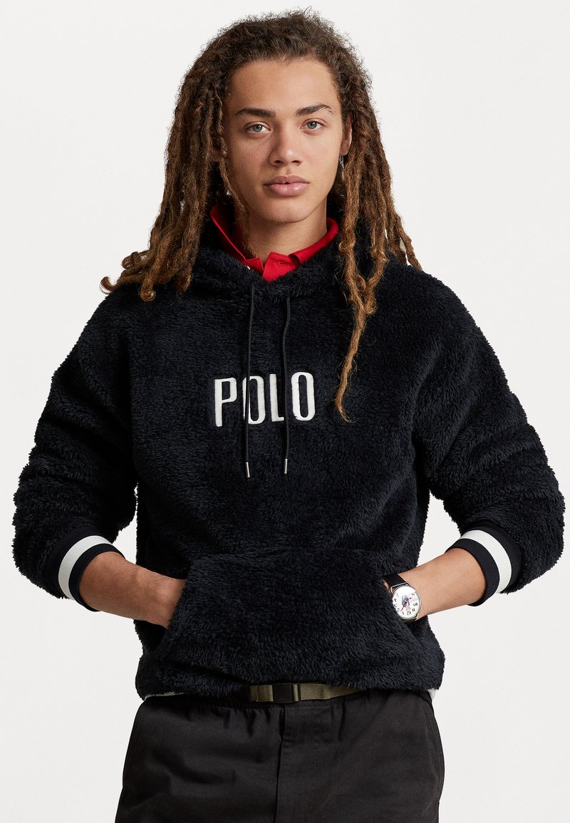 Polo Ralph Lauren HOOD LONG SLEEVE - Jersey con capucha - black/negro ...