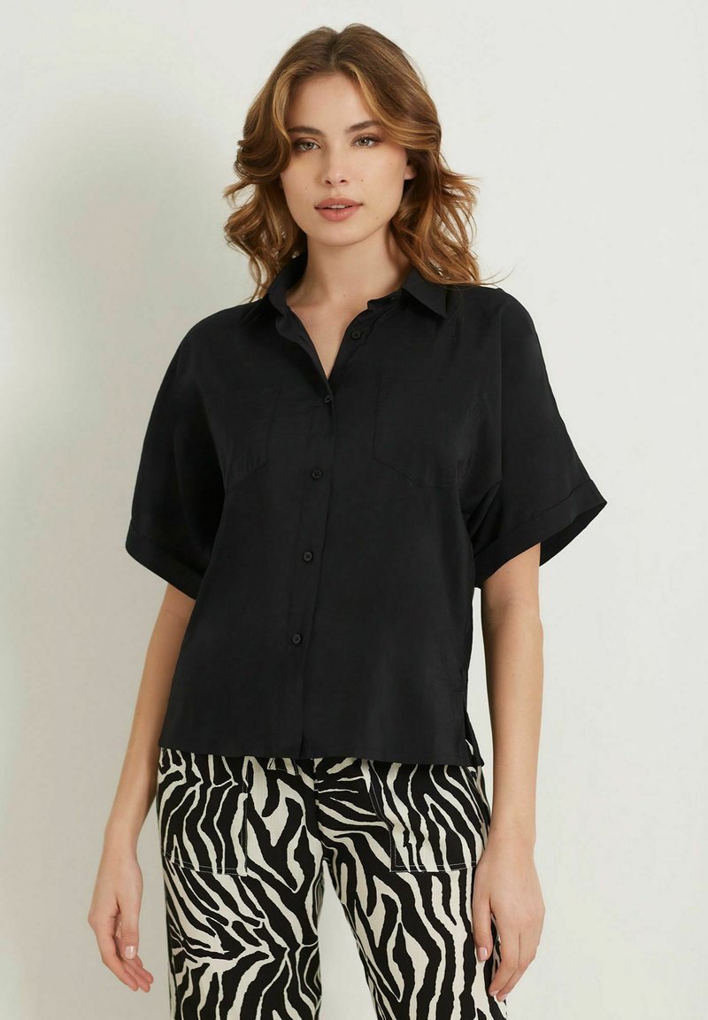Yamamay Button-down blouse - black plain/black - Zalando