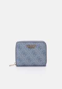 Guess LAUREL SMALL ZIP AROUND - Portefeuille - light blue logo/bleu ...