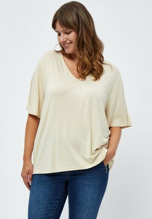 Ulla Popken VOORKANT DUBBELLAAGS KORTE MOUWEN - T-Shirt basic - white ...
