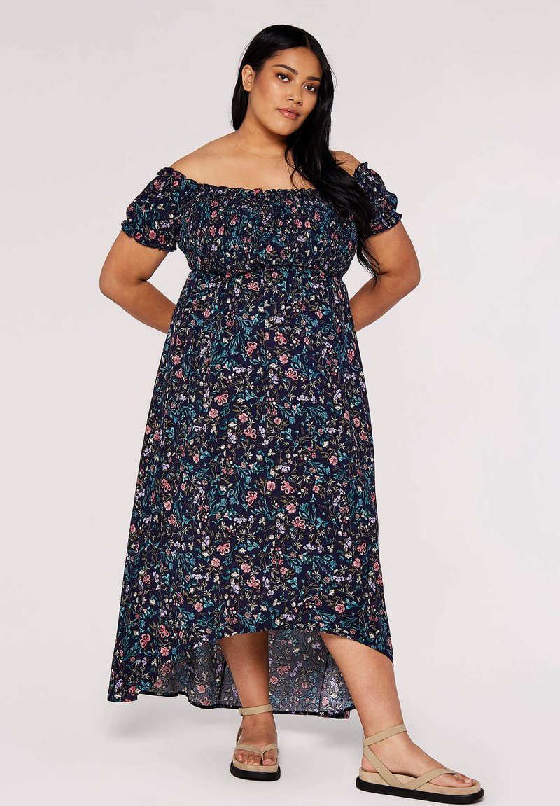 Apricot CURVE FLORAL BARDOT - Robe longue - navy/bleu marine - ZALANDO.FR