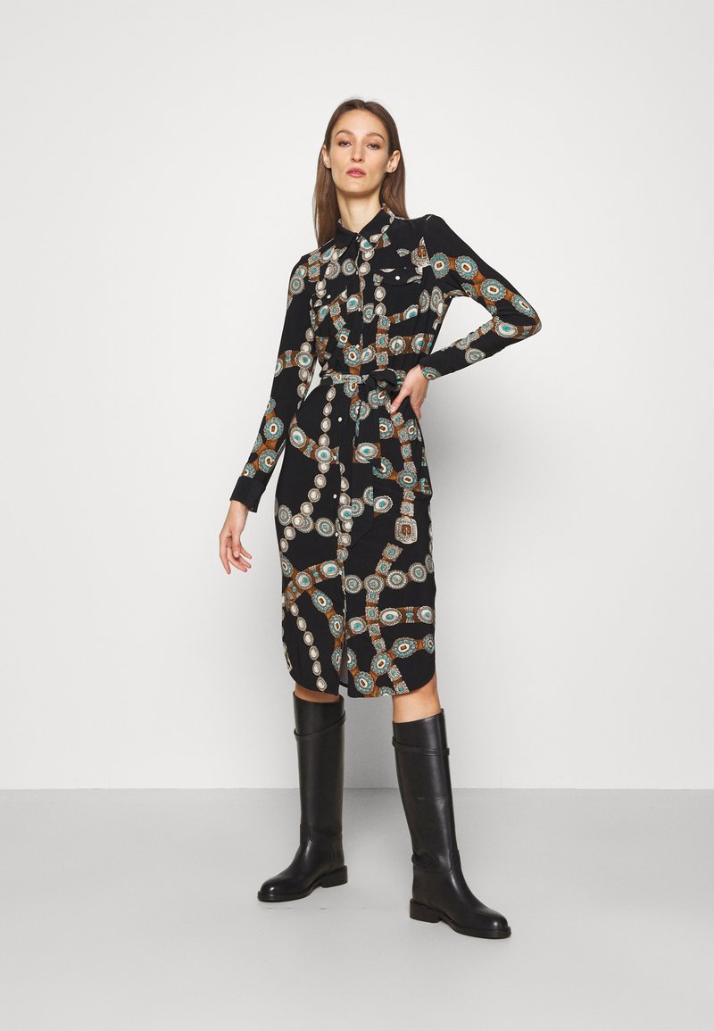 Lauren Ralph Lauren DOANE LONG SLEEVE - Blusenkleid - polo black multi ...