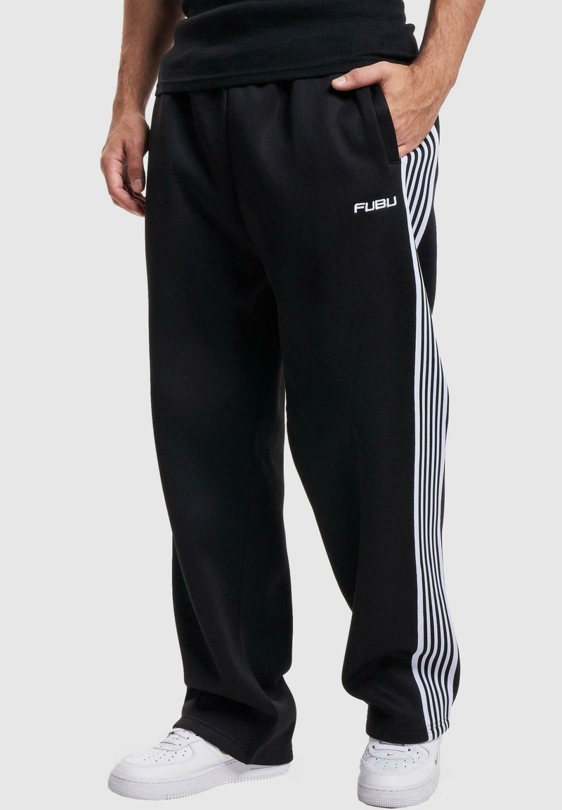 FUBU CORPORATE MESH - Tracksuit bottoms - black white/multi-coloured ...