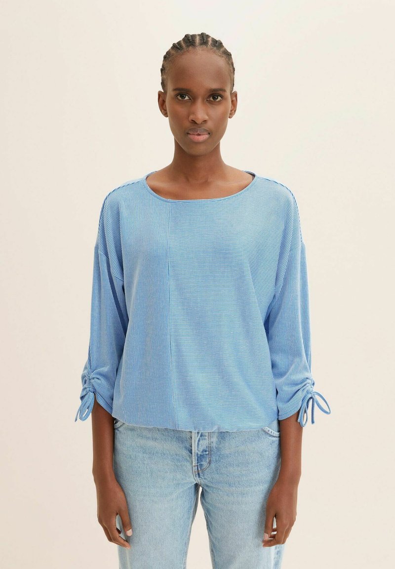 TOM TAILOR DENIM GESTREIFTES - Bluse - small mid blue white stripe/blå ...