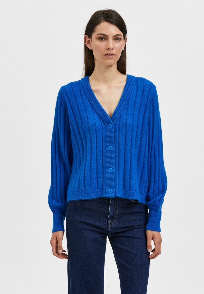 Selected Femme SLFGLOWIE LS - Strickjacke - princess blue/royal ...