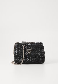 Guess GIULLY MINI - Cross body bag - black/gold/black - Zalando