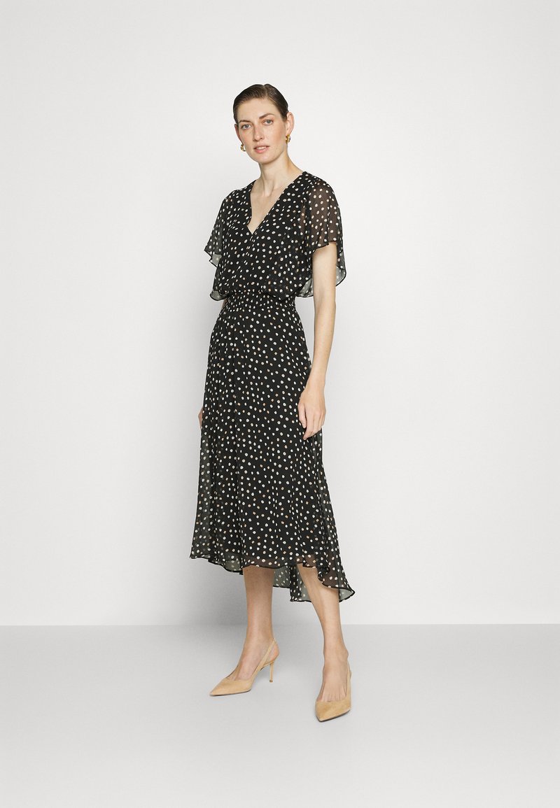 DKNY V-NECK FLUTTER SLEEVE SMOCKED WAIST MIDI DRESS - Denné šaty ...