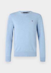 Tommy Hilfiger ESSENTIAL V NECK - Jumper - vessel blue heather/light ...