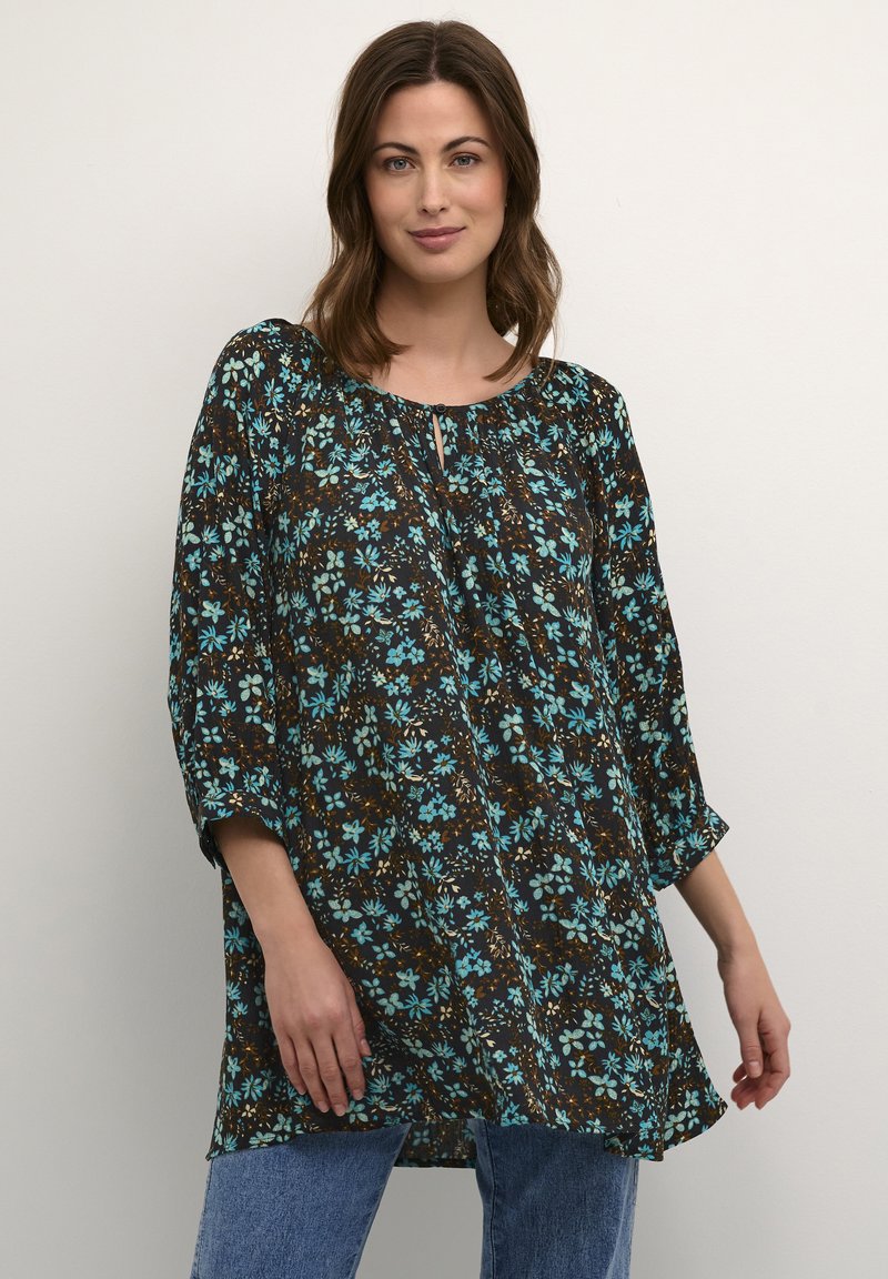 Kaffe KAMARITA AMBER - Tunika - blue bird flower print/blau - Zalando