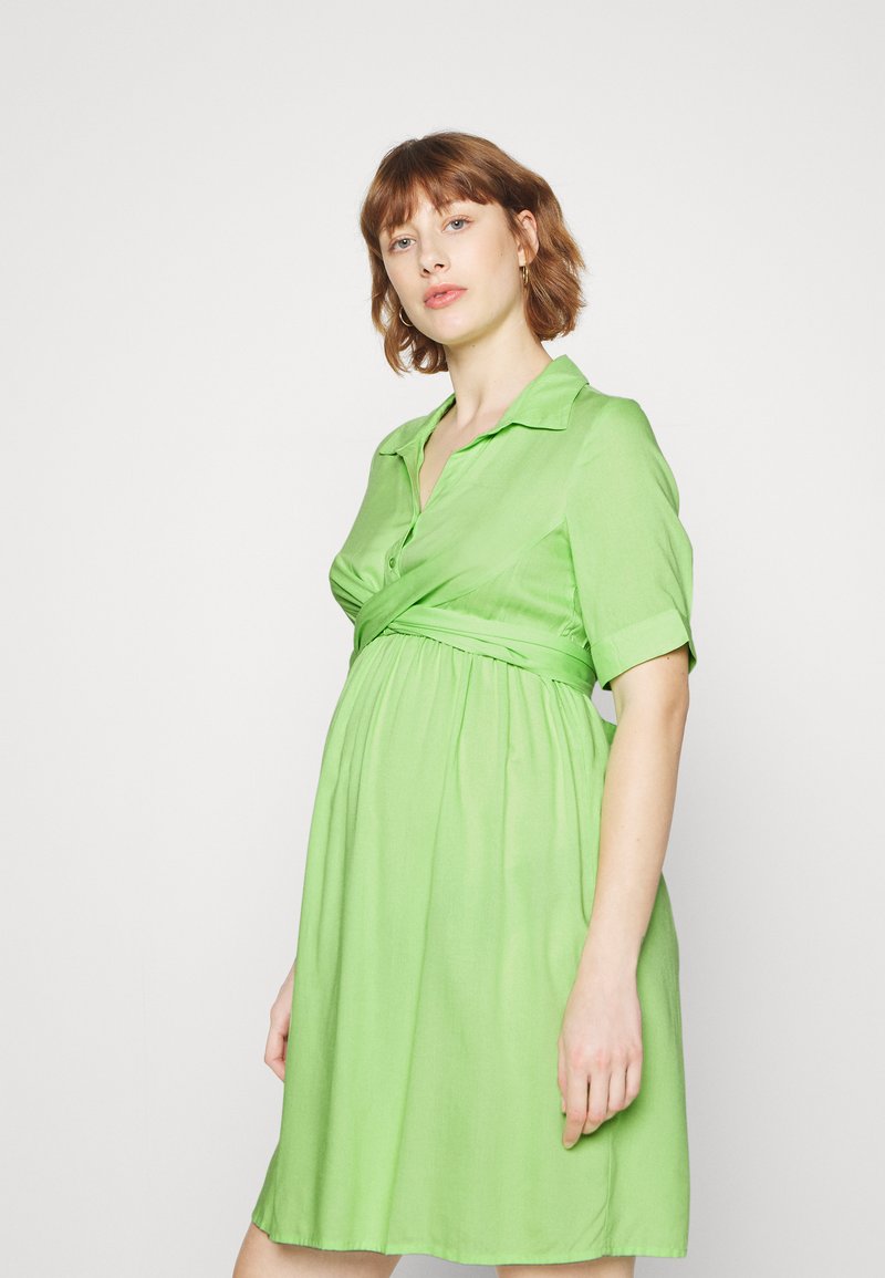 MAMALICIOUS MLELINE LIA SHIRT DRESS - Blousejurk - jade lime/groen ...