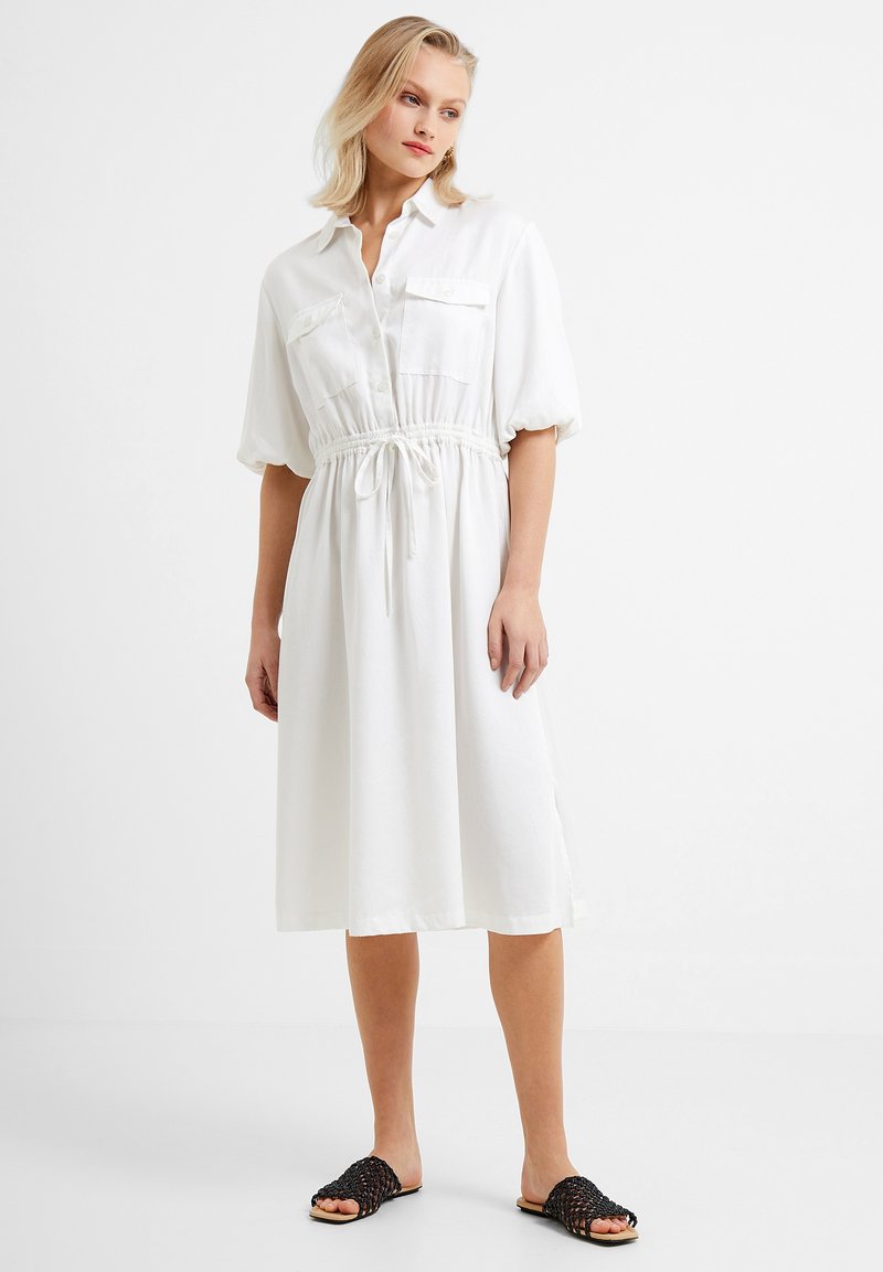 French Connection ELKIE DRAWSTRING - Shirt dress - linen white/white ...