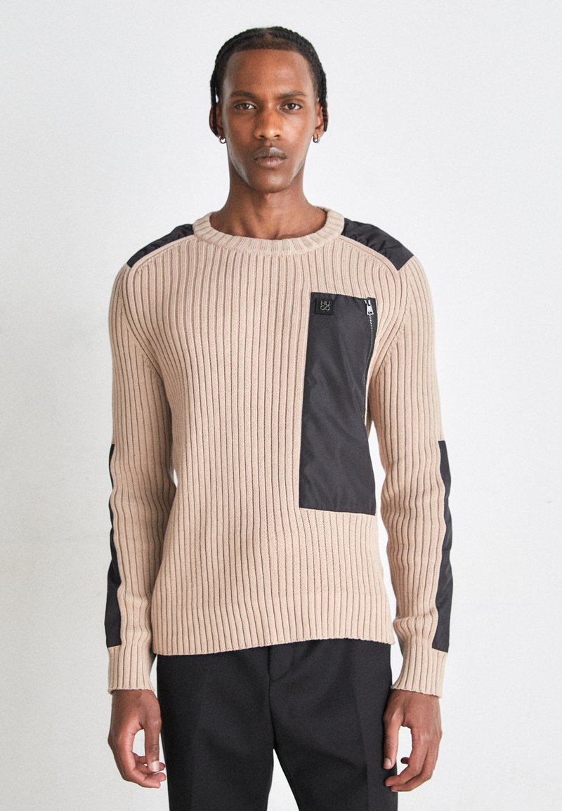 HUGO STOFOR - Strickpullover - medium beige/beige - Zalando.de