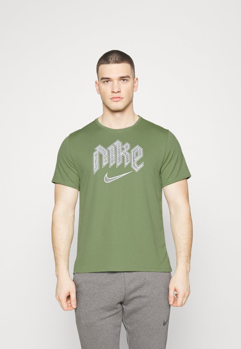 Nike Performance RUN MILER - Sports T-shirt - oil green/green - Zalando ...