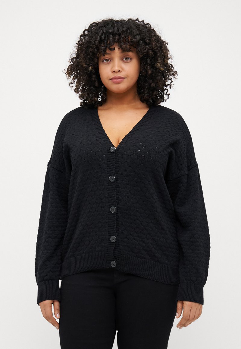 ONLY Carmakoma CARNOLA LIFE STRUCTURE CARDIGAN - Cardigan - black/sort ...