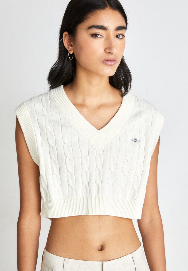 GANT CROPPED CABLE VEST - Top - cream/crema - Zalando.es