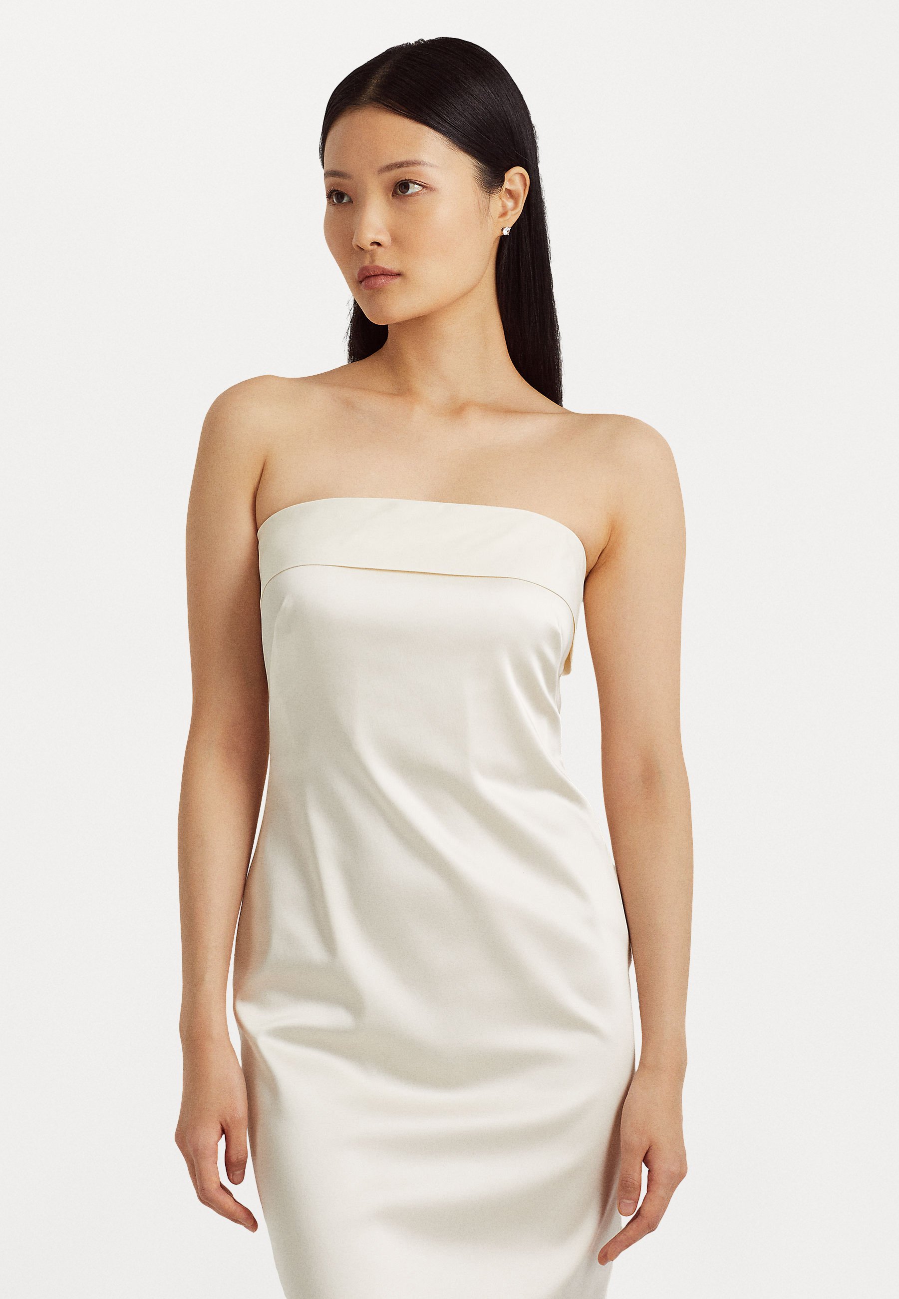 Beige Strapless Cocktail Dress
