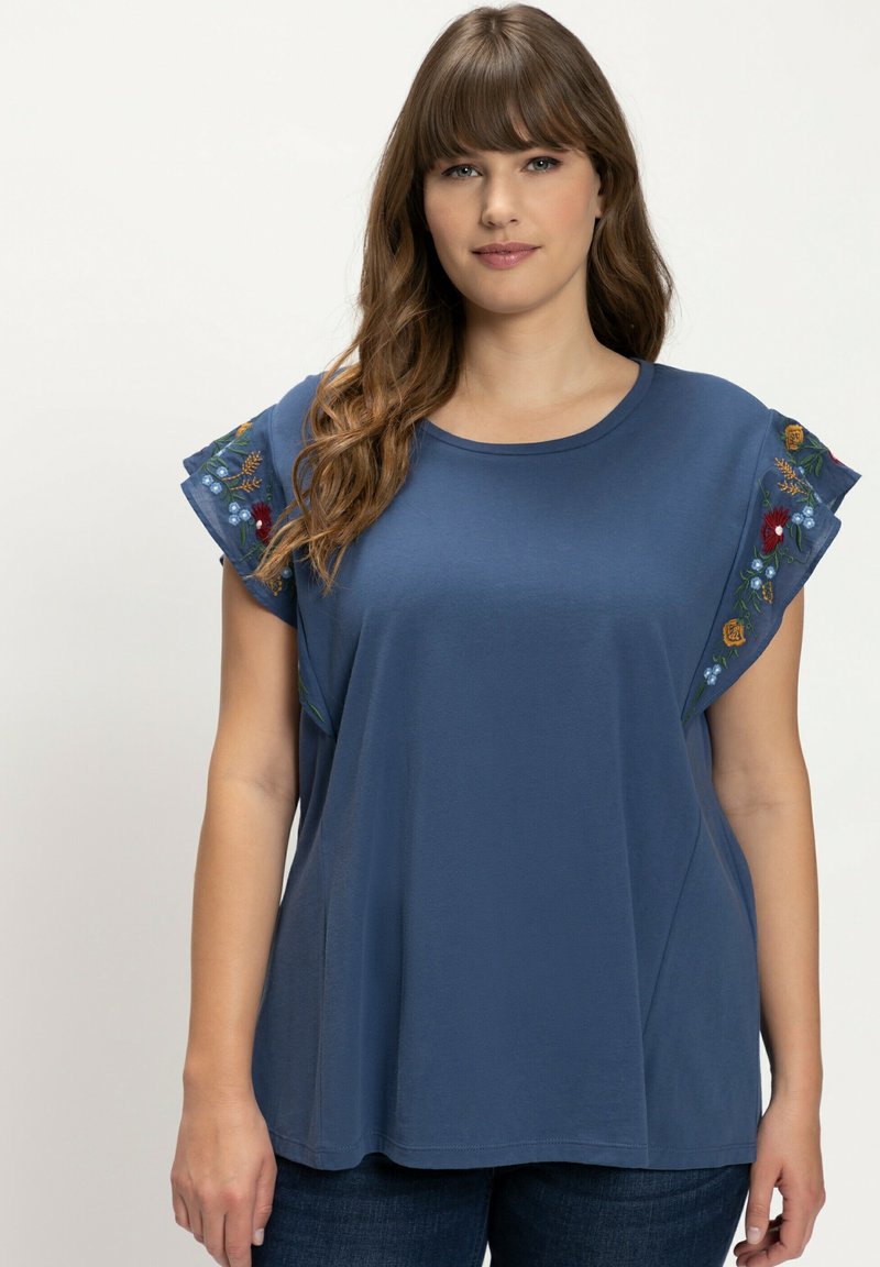 Ulla Popken T-Shirt print - dark blue/dunkelblau - Zalando.de