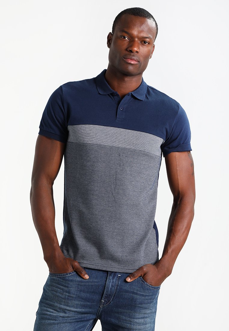 Pier One Polo shirt - dark blue/mottled grey/dark blue - Zalando.ie