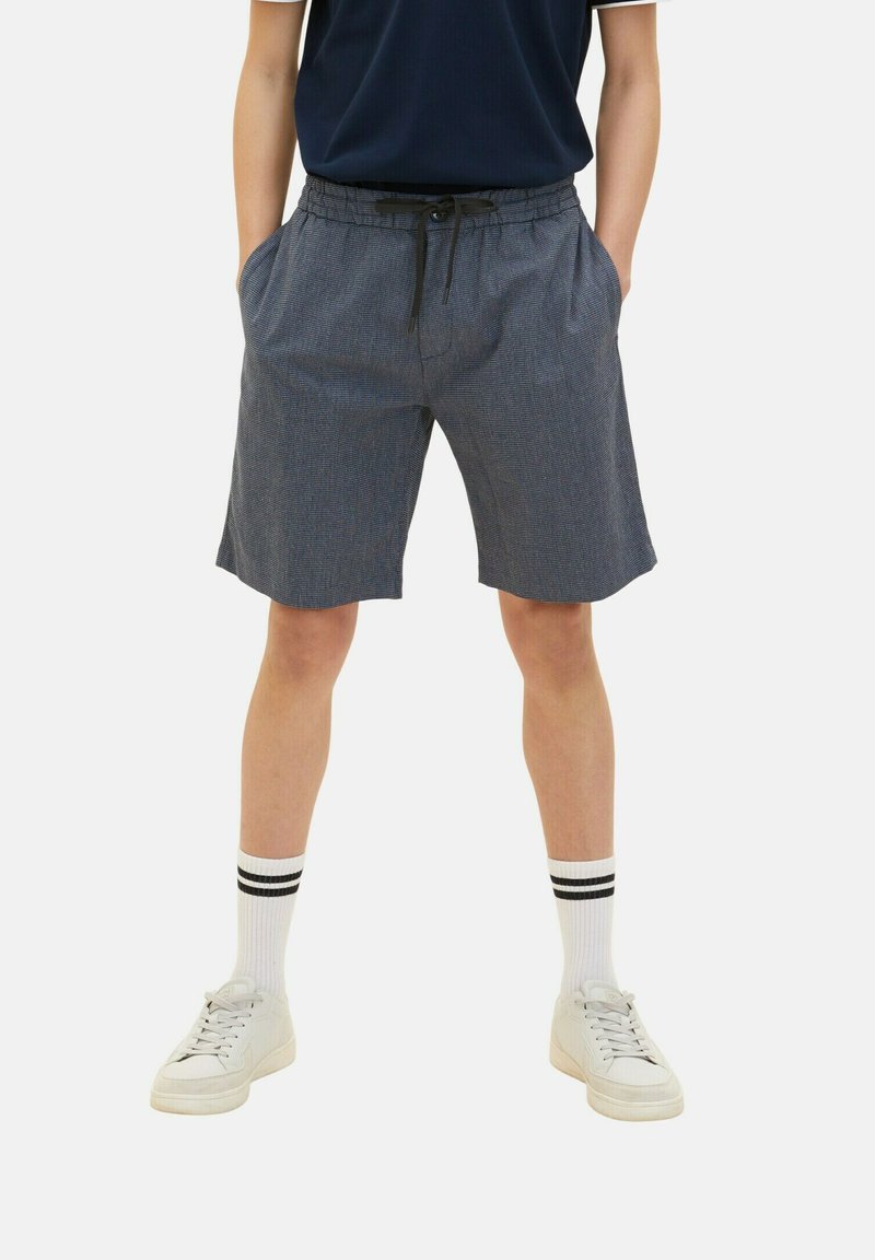 TOM TAILOR DENIM Shorts - navy blue white structure/dark blue - Zalando.ie