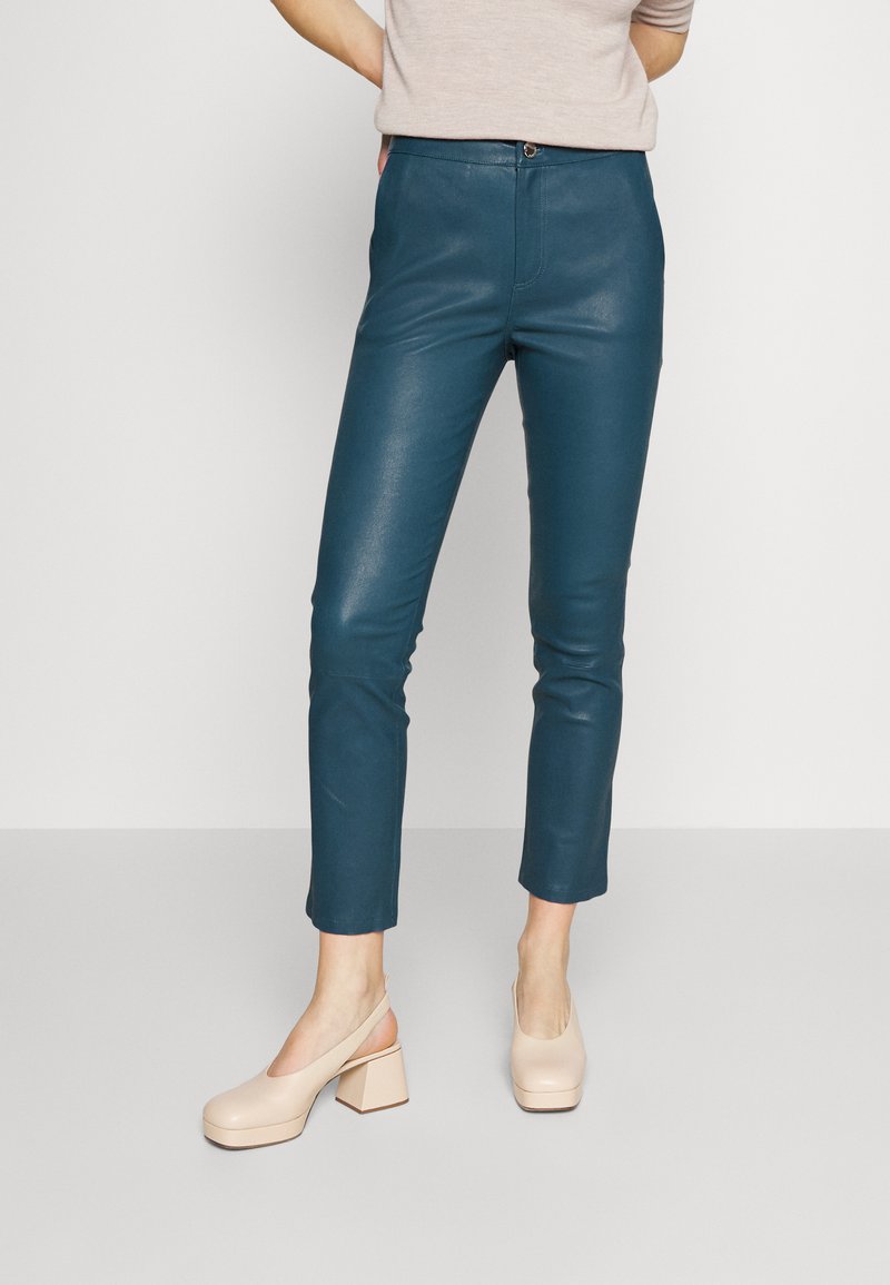2nd Day Leya Leather Trousers Ocean Diveblue Zalandoie