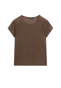 Massimo Dutti T-Shirt basic - mottled dark brown/dunkelbraun-meliert ...