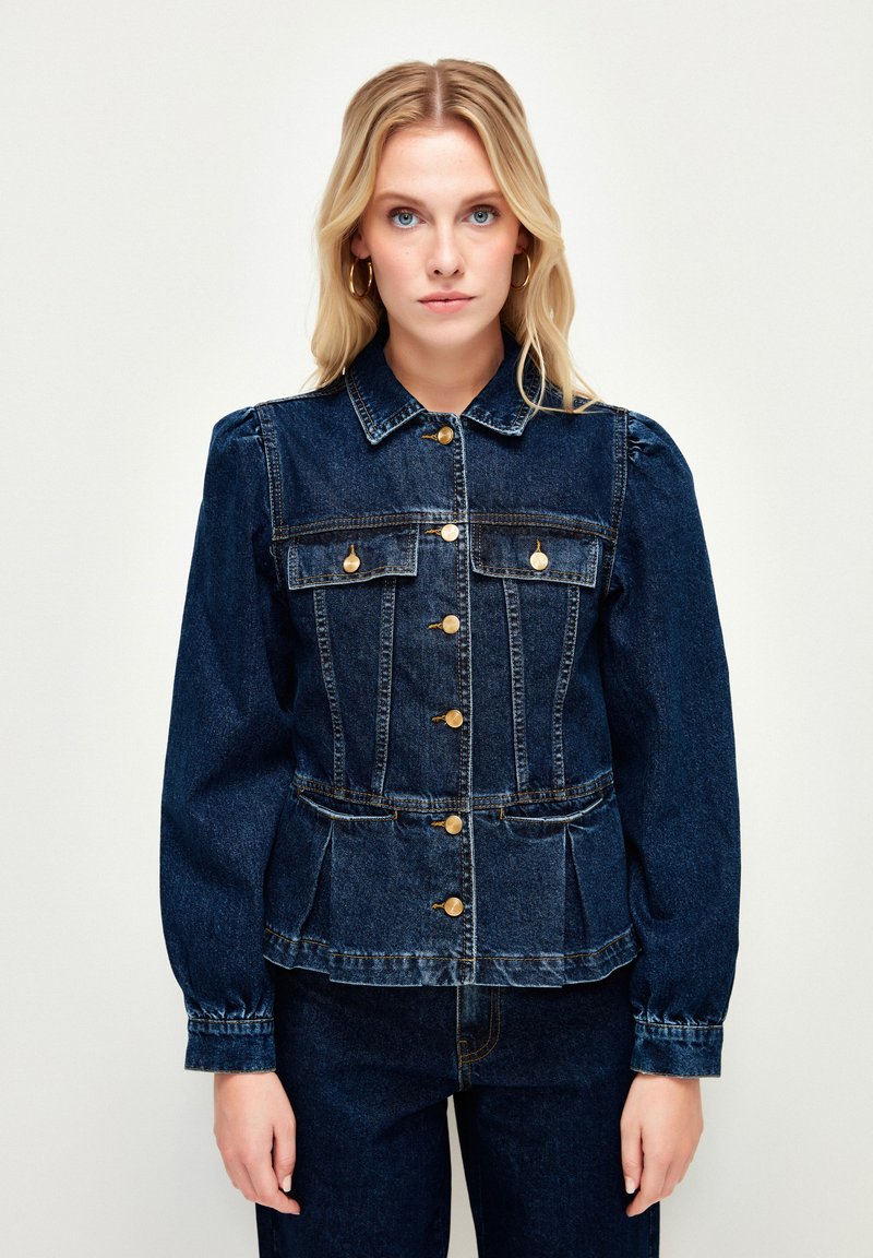 adL PLEATED - Jeansjacke - navy blue/dunkelblau - Zalando.de