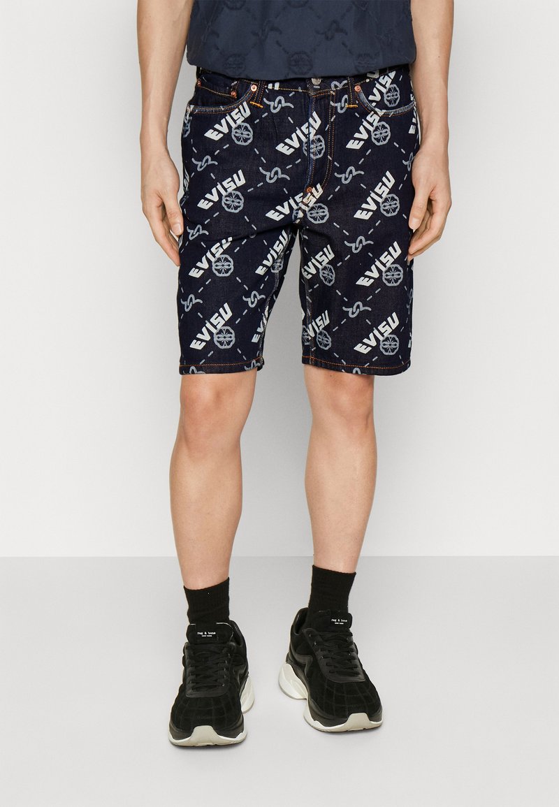 Evisu MONOGRAM - Short en jean - indigo/denim bleu foncé - ZALANDO.FR