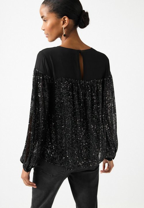 ONLY ONLPELLA FOIL PUFF - T-shirt à manches longues - black/gold/noir ...