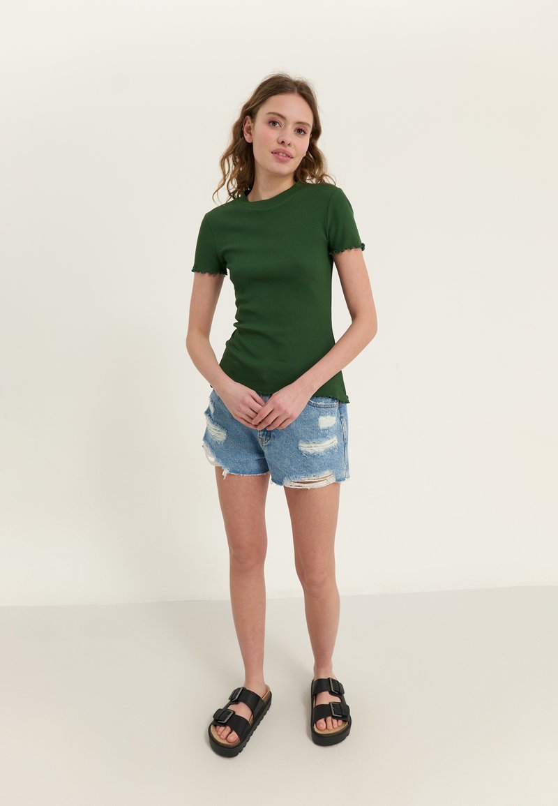 Even&Odd 2 PACK - T-Shirt basic - mottled light grey/dark green ...