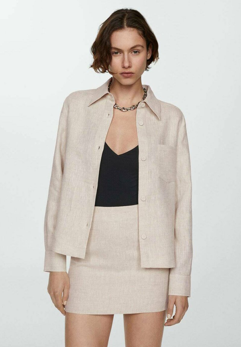 Mango RODAS - Camisa - light pastel grey/tierra - Zalando.es