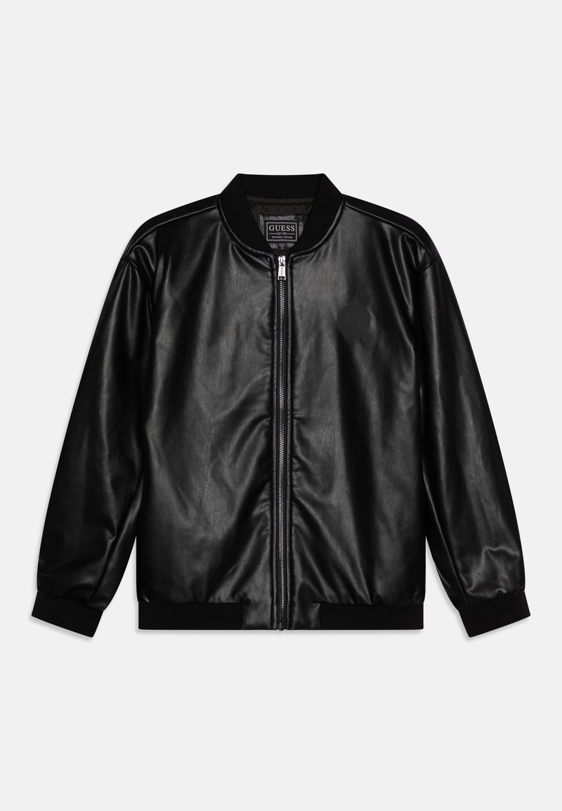 Guess JUNIOR STRETCH PADDED - Faux leather jacket - jet black/black ...