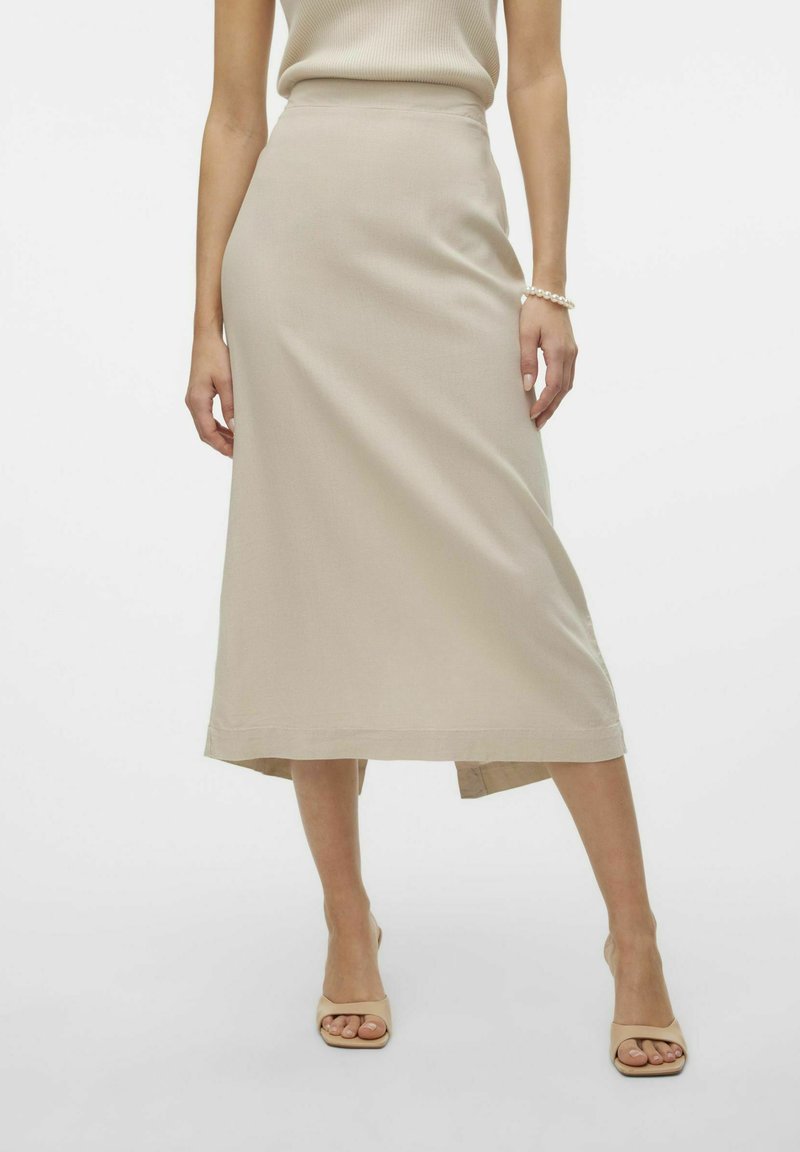 Vero Moda VMMYMILO HOHE TAILLE - A-Linien-Rock - silver lining/beige ...