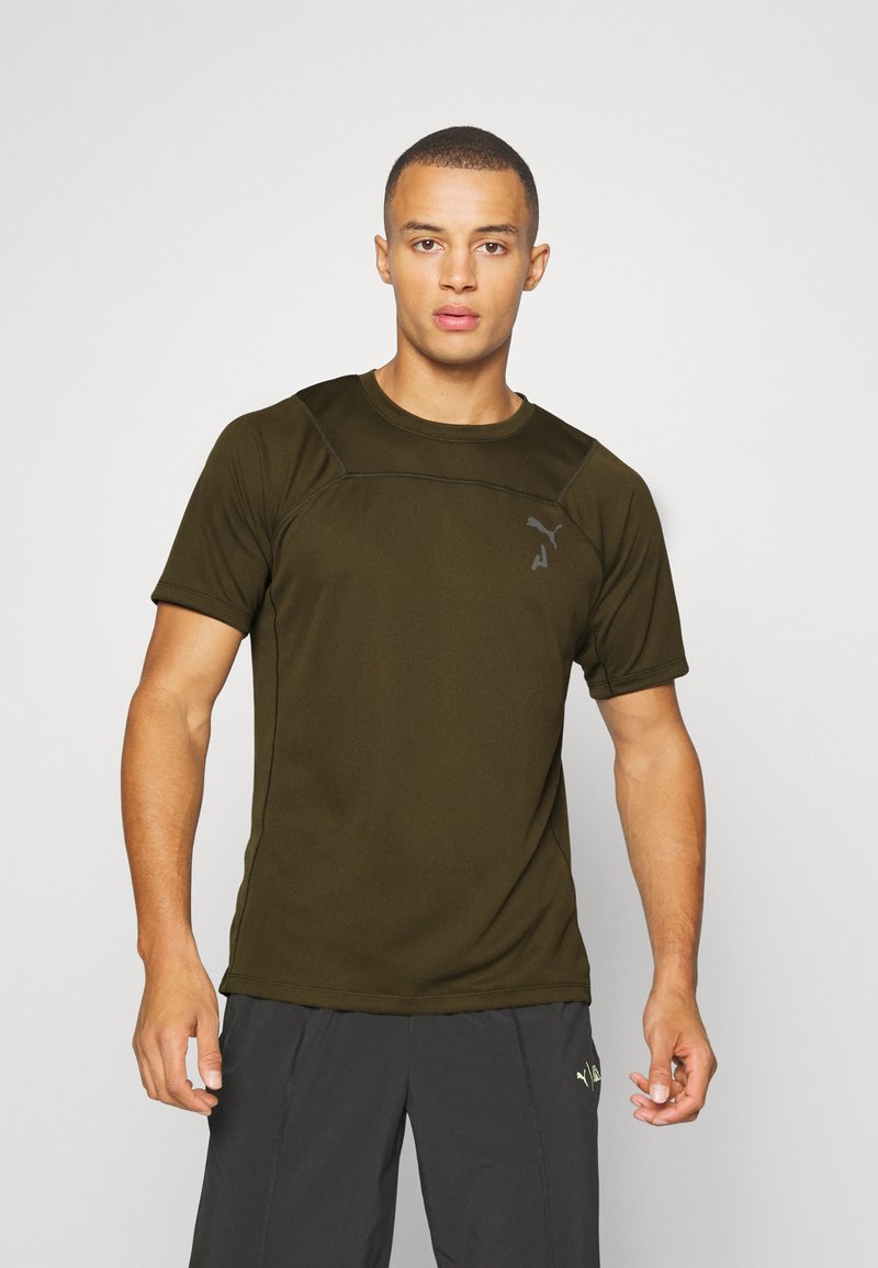 Puma SEASONS TEE - Sports T-shirt - deep olive/dark green - Zalando.de