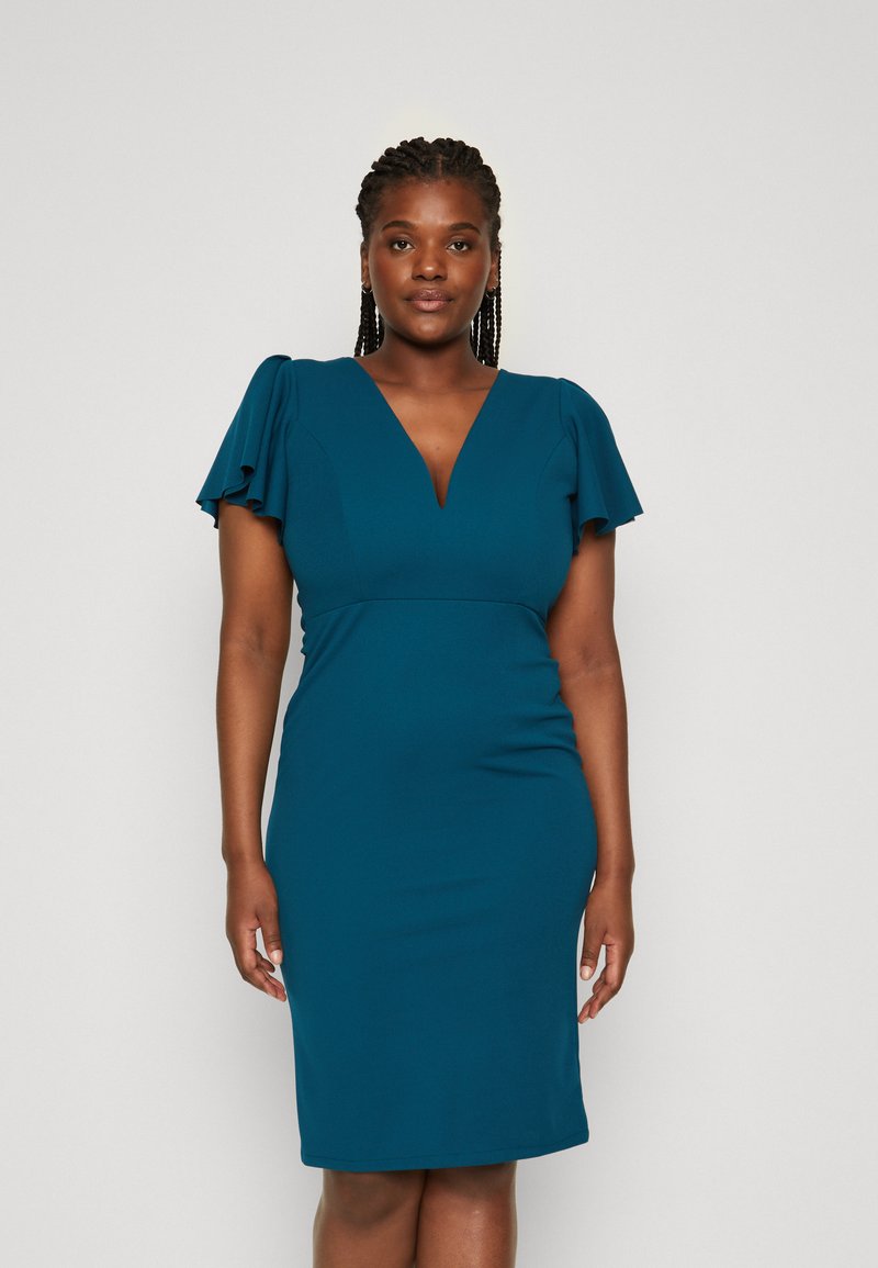 WAL G CURVE TATIANA RUFFLE SLEEVE MIDI - Robe en jersey - dark teal ...