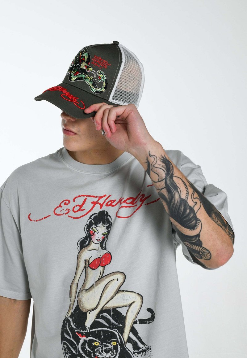 Ed Hardy EAGLE-SNAKE TWILL - Cap - olive white/olive - Zalando.de