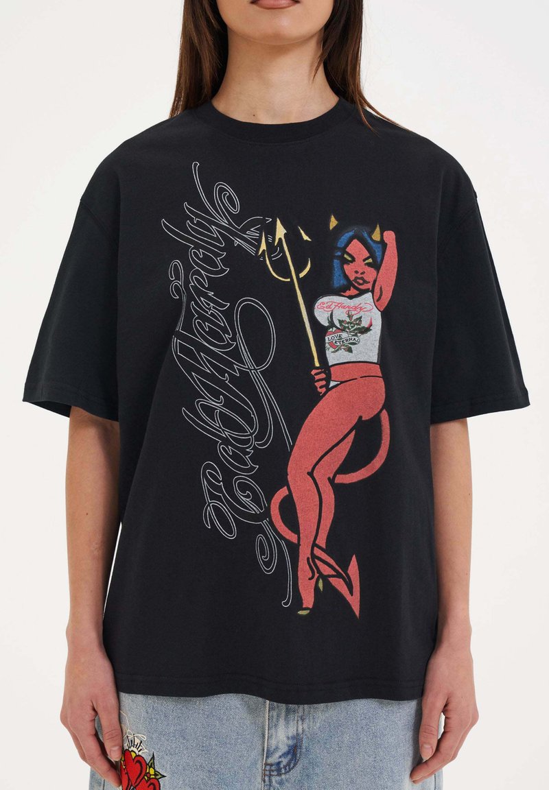 Ed Hardy DEVIL IN DETAILS - T-Shirt print - black/schwarz - Zalando.at