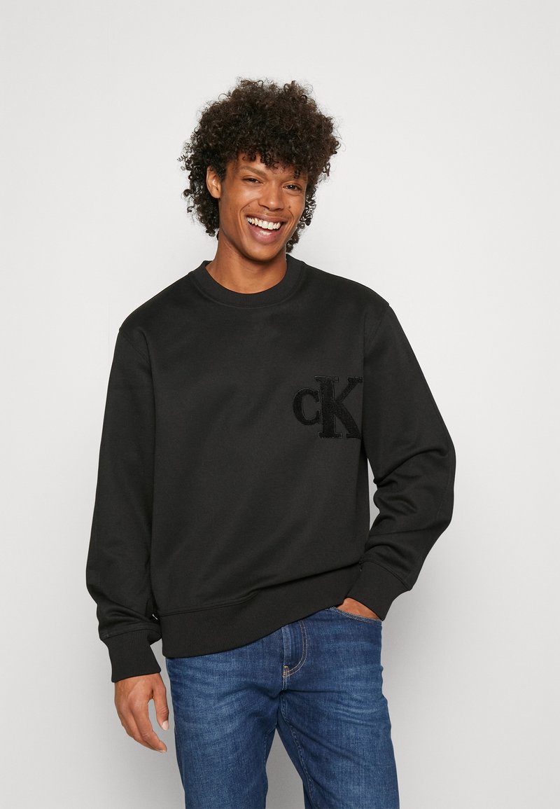 Calvin Klein Jeans CHENILLE CREW NECK - Sweatshirt - ck black/schwarz ...