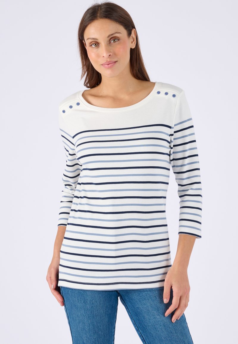 Damart RAYÉ INTERLOCK - Jumper - rayé marine bleu/blue - Zalando