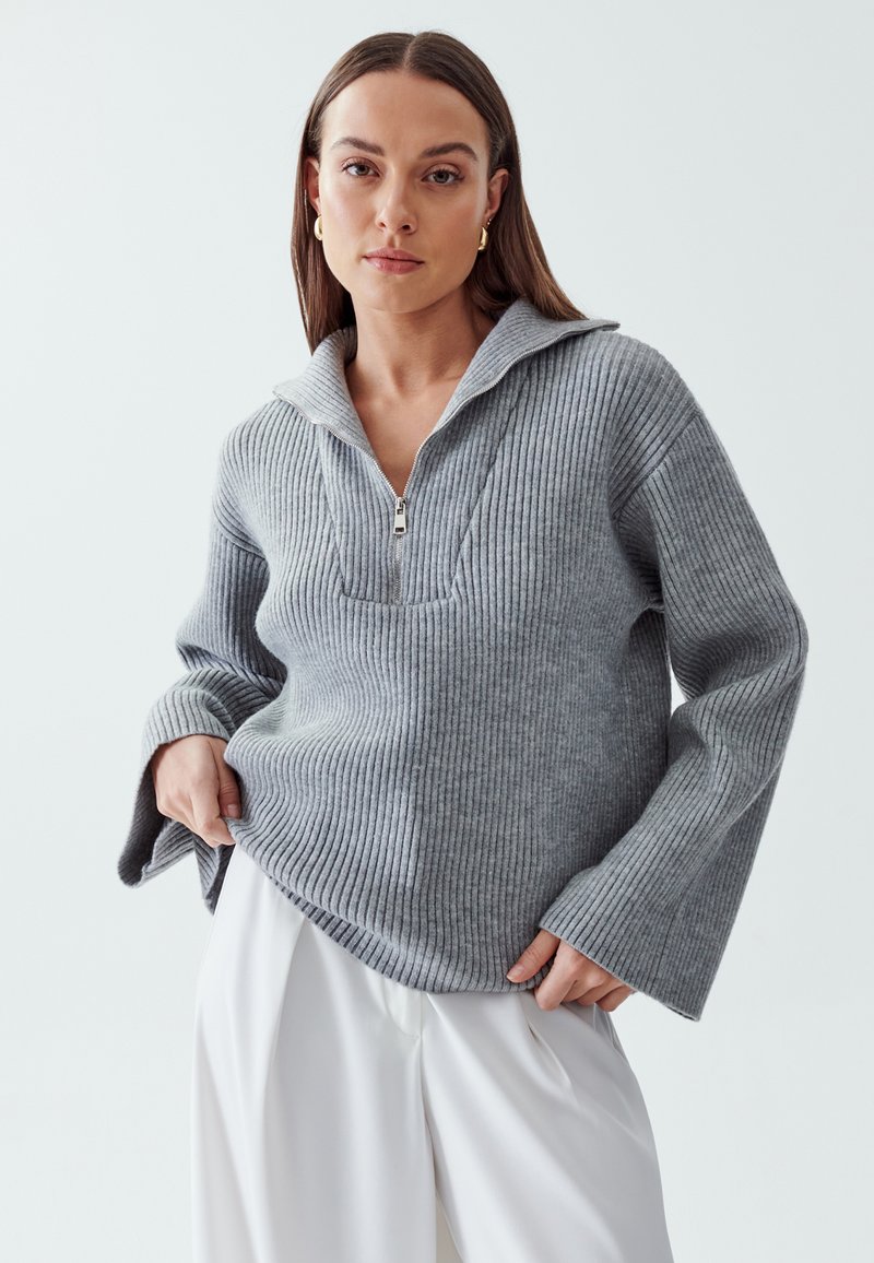 CALLI ALEX ZIP - Trui - grey marle/grijs - Zalando.be