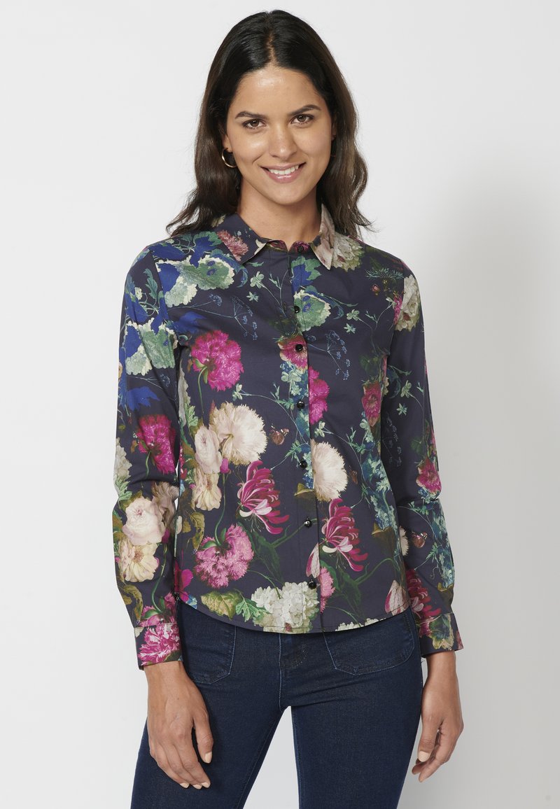 Koroshi LONG SLEEVE BLOSSOMS - Cămașă - multi coloured/multicolor ...
