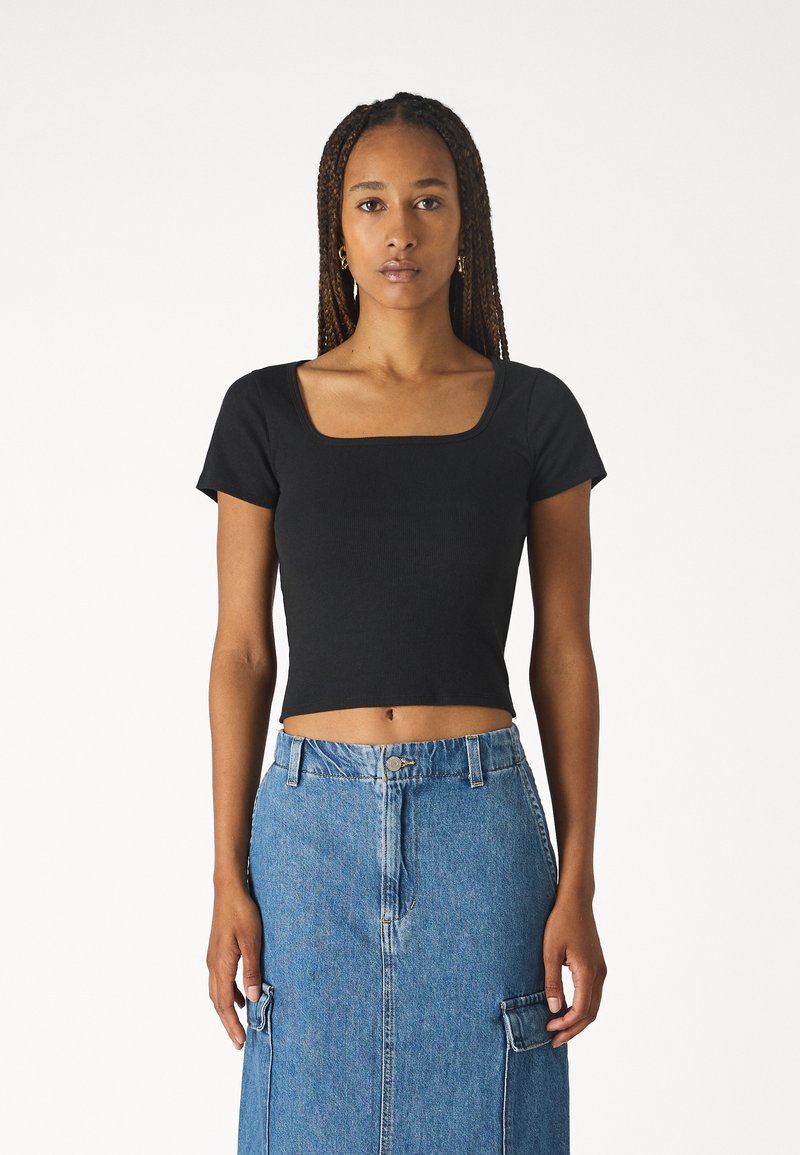 Hollister Co. SQUARE NECK - T-shirts - casual black/svart - Zalando.no