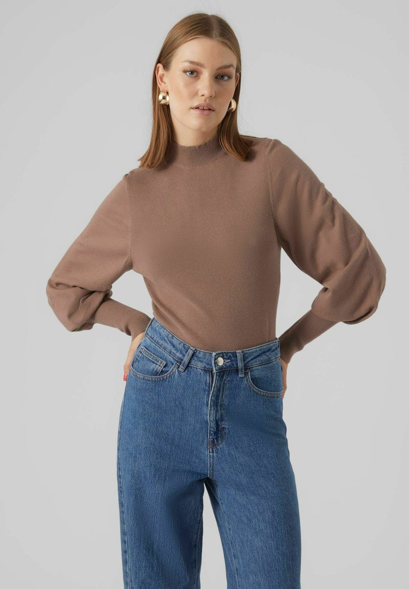Vero Moda VMHOLLYKARISPUFF HIGHNK GA BOO - Jumper - brown lentil/brown ...