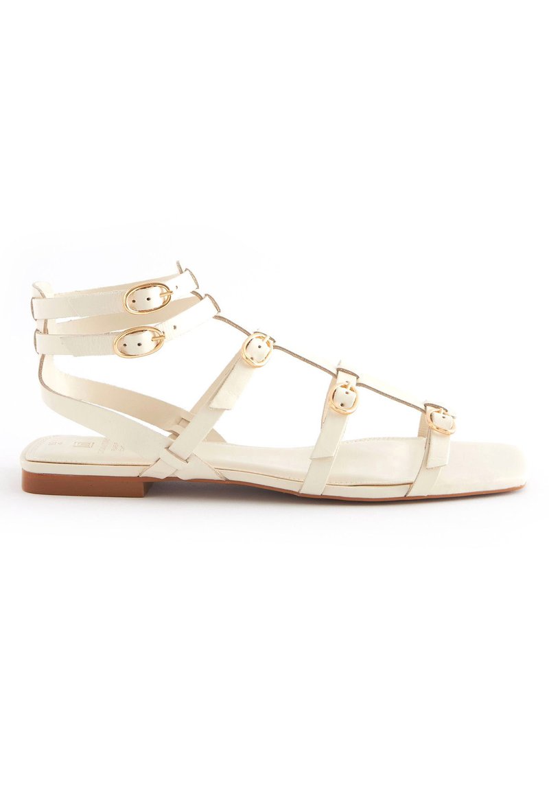 Next SIGNATURE LEATHER FLAT GLADIATOR SANDALS - Sandales - bone cream ...