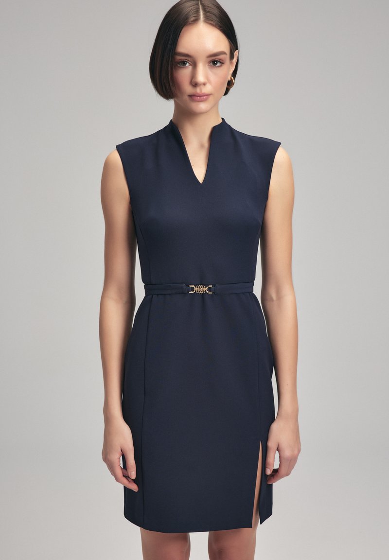 adL V-NECK SLITTED - Shift dress - navy blue/dark blue - Zalando