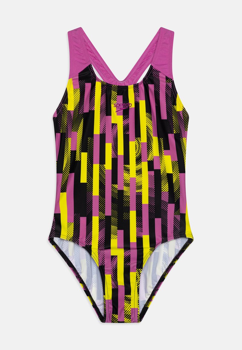 Speedo GIRLS DIGITAL ALLOVER SPLASHBACK - Swimsuit - black/kiki pink ...