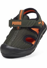 Puma FUN RACER - Walking sandals - dark olive/rickie orange/black/khaki ...
