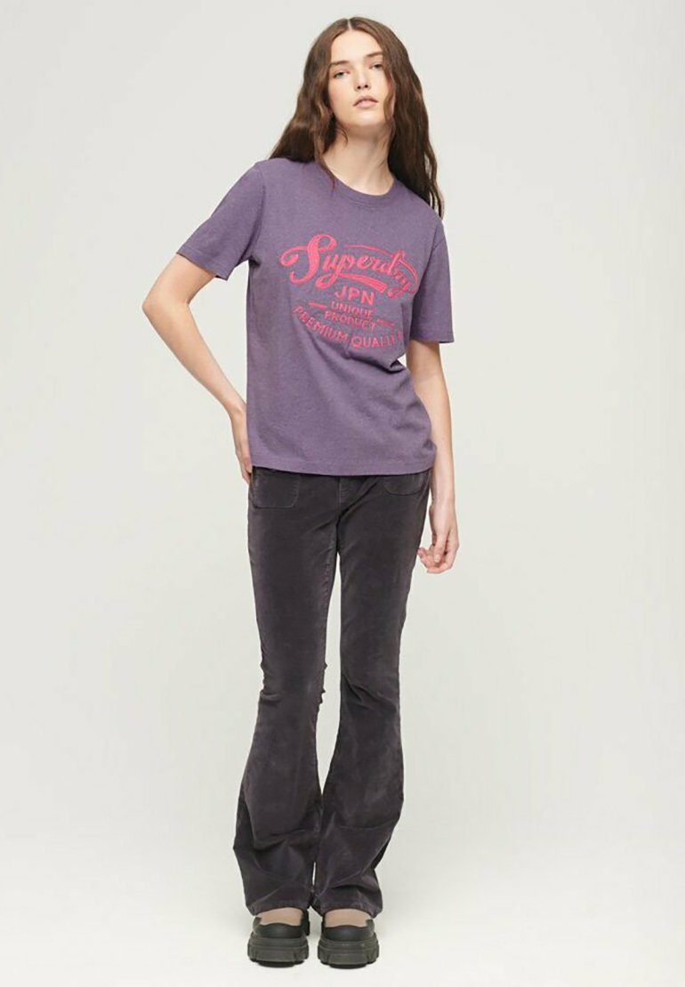 Superdry ATHLETIC SCRIPT GRAPHIC - T-Shirt print - grape jam purple ...