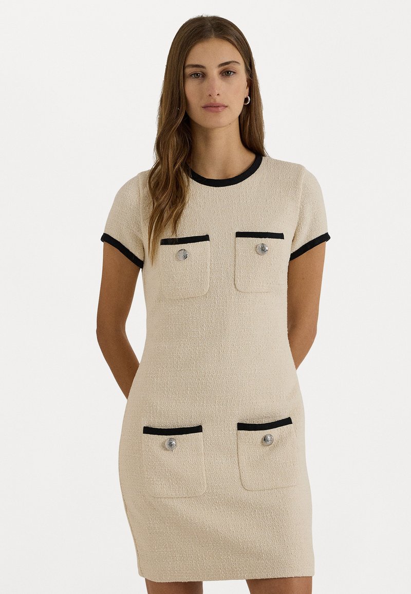 Lauren Ralph Lauren INBALEY SHORT SLEEVE DAY DRESS - Etuikleid - mascarpone cream/black/offwhite ...