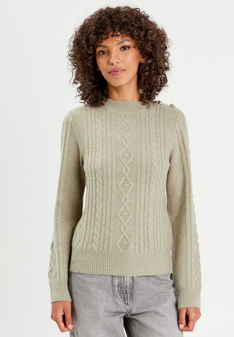 Cache Cache MIT LANGEN ÄRMELN UND ZOPFMUSTER - Pullover - vert pastel ...