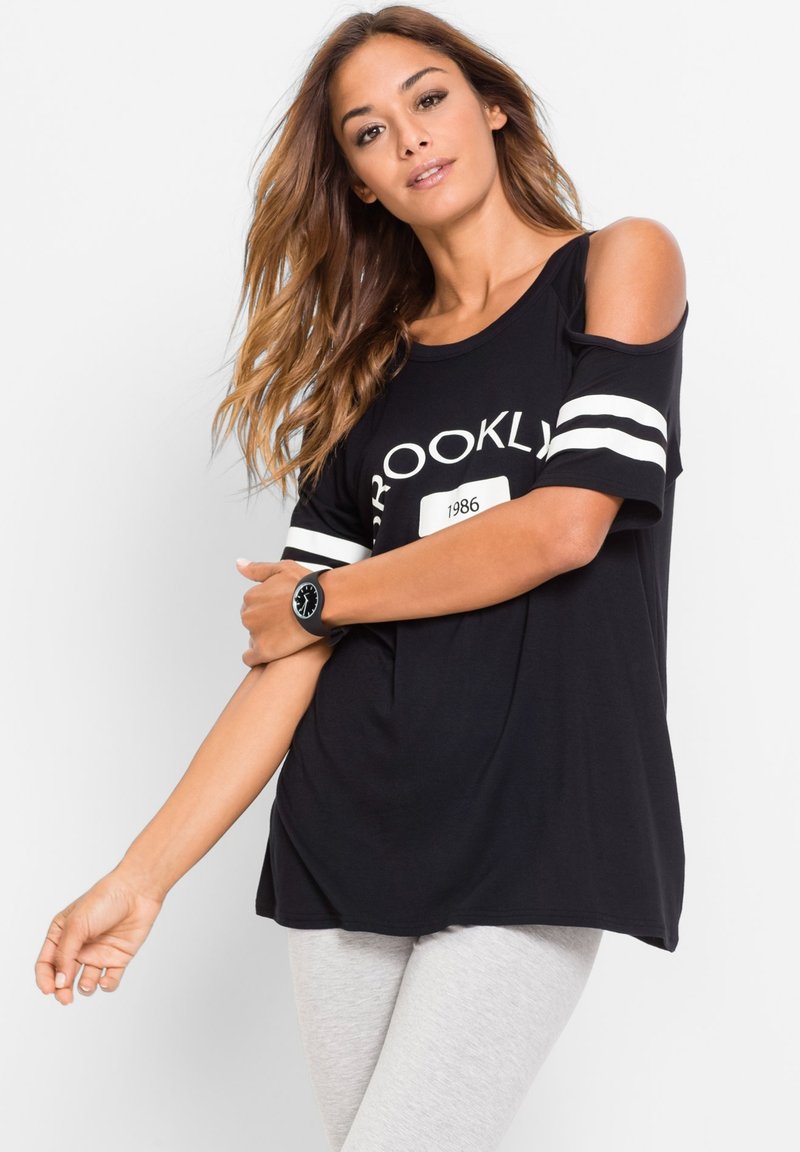 bonprix T-shirt imprimé - schwarz/noir - ZALANDO.FR